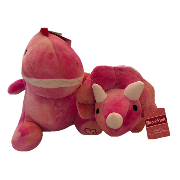 Toys | Set 2 Tip Dye Dinos Plush Stuffed Dinosaurs Pink Triceratops Xo ...